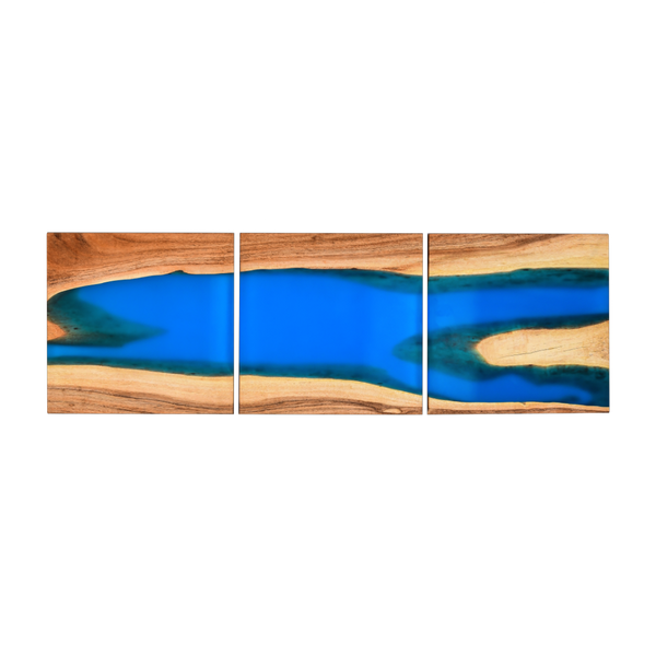 Handcrafted Acacia Wood Wall Panel with Ultramarine Blue Resin Accent ...