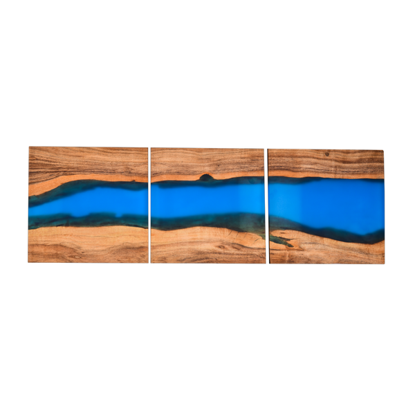 Handcrafted Acacia Wood Wall Panel with Ultramarine Blue Resin Accent ...